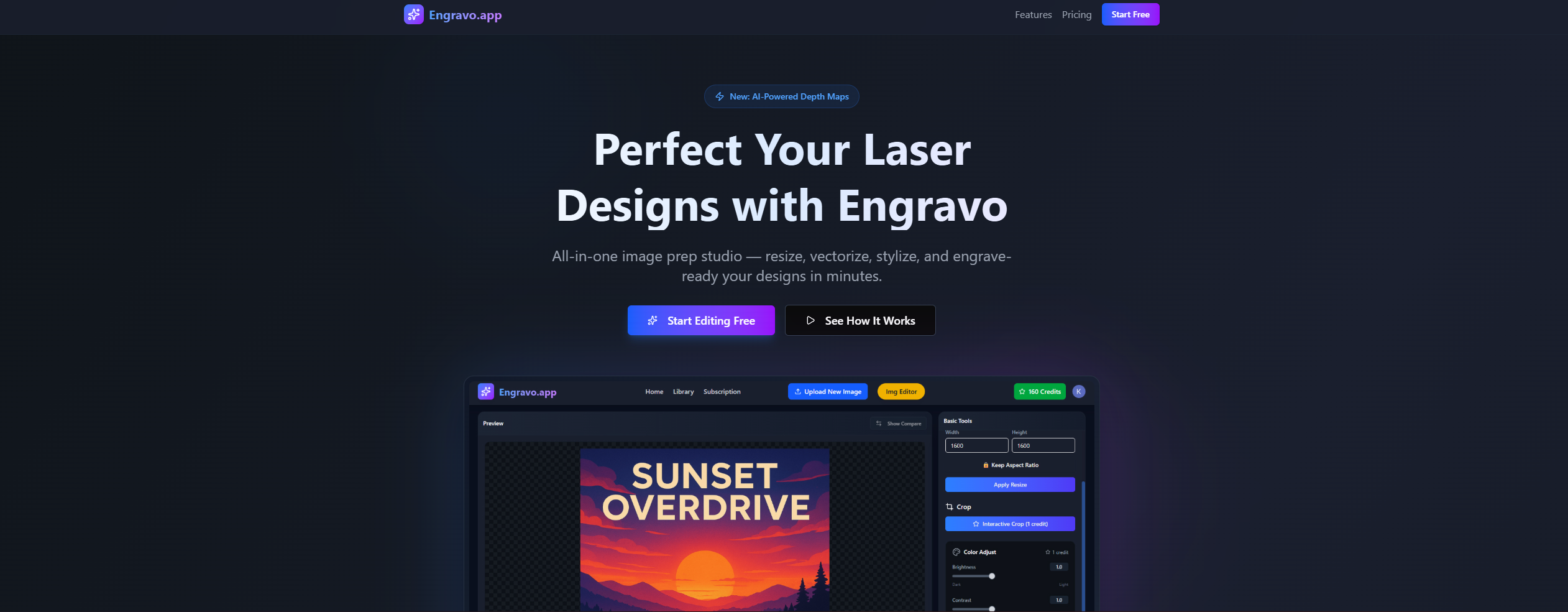 Engravo.app - AI-Powered Image Editor for Laser Engraving & CNC